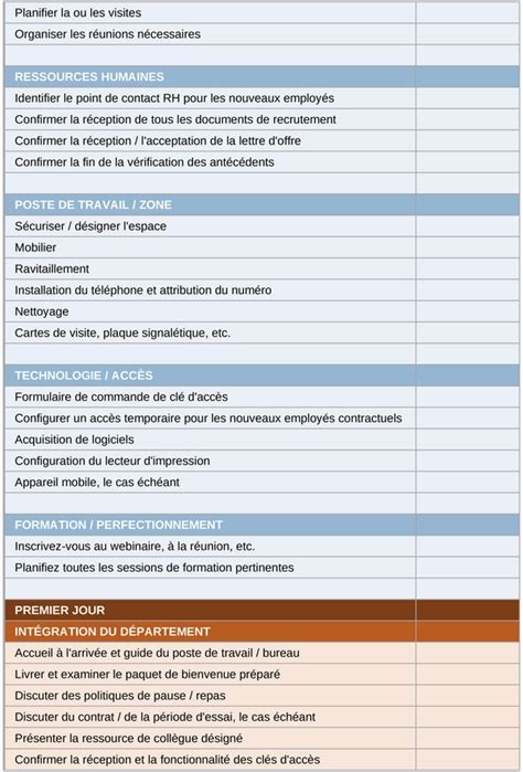 Modèle Excel Pour Lintégration Des Managers Checklist Donboarding Modeles Fr