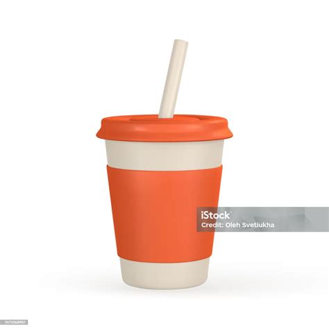 빨대를 마시는 3d 현실적인 종이컵 소다 주스 커피 만화 스타일의 차를위한 유리 벡터 그림 주스에 대한 스톡 벡터 아트 및 기타 이미지 Istock