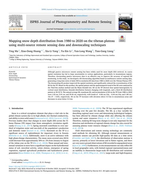 Pdf Mapping Snow Depth Distribution From 1980 To 2020 On The Tibetan