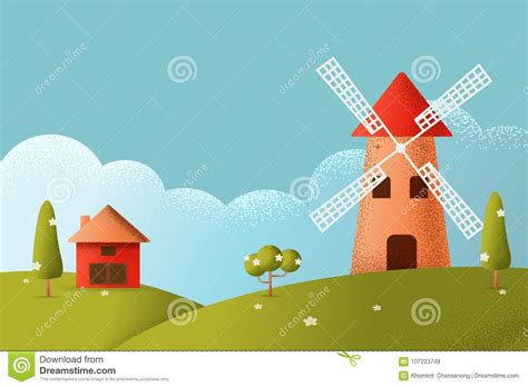 Farm Landscape Vector Texture Style Concept Illustration Stock Vector Illustration Of Grass
