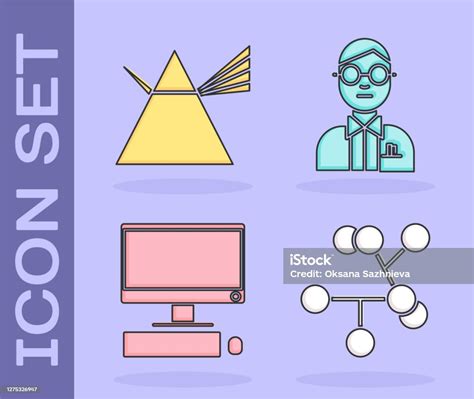 분자 프리즘의 광선 키보드와 마우스 및 과학자 아이콘이있는 컴퓨터 모니터를 설정합니다 벡터 건강 검진에 대한 스톡 벡터 아트 및 기타 이미지 Istock