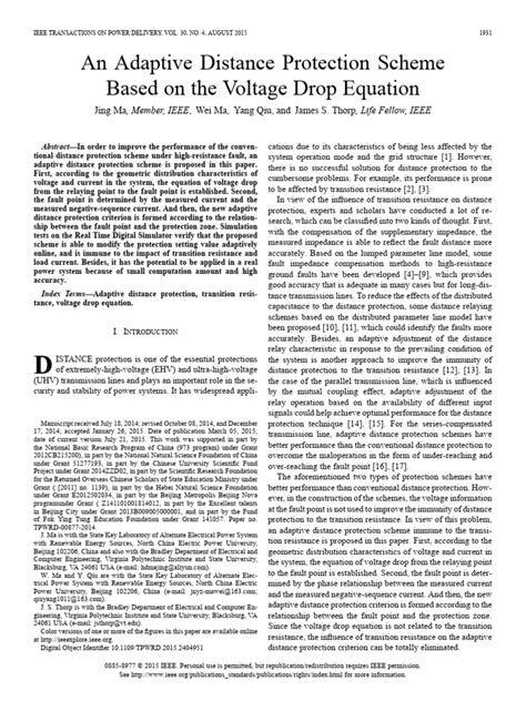 Anadaptivedistanceprotectionschemebasedonthevoltagedropequation Pdf