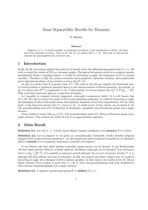 some separability results for domains martin abstract suppose μ ≤ 1