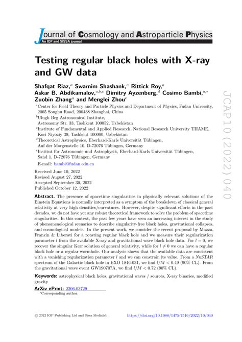 Testing Regular Black Holes With X Ray And Gw Data Request Pdf