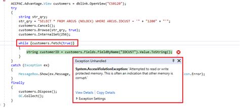 fix attempted to read or write protected memory