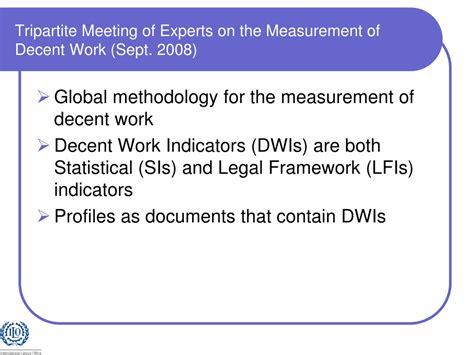 PPT ILO Decent Work Indicators Background Methodology And Results PowerPoint Presentation