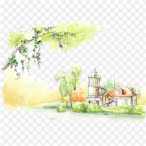手绘水彩欧式街景插画PNG图片素材下载 图片编号8172774 PNG素材网