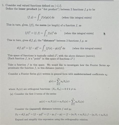 solved 1 consider real valued functions defined on [−l l]