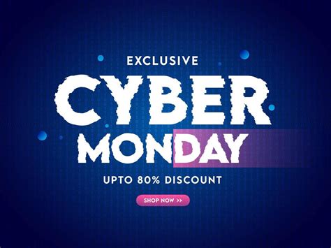 Sale Poster Design With Discount Offer And Glitch Style Cyber Monday