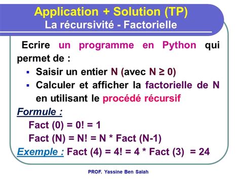 Bac Sc De L Informatique Algorithme Et Programmation La Recursivite Factorielle