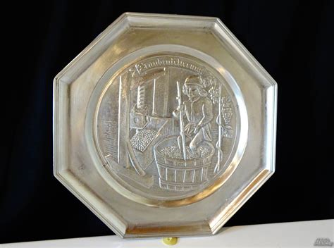 Пано от калай с картина Гроздобер Вино Антиквариат Разград