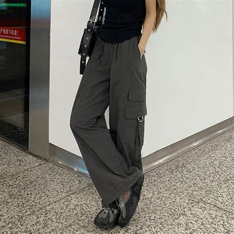 스트링 와이드 카고 밴딩 팬츠