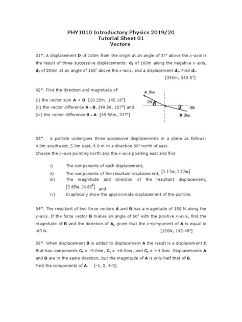 Physics Vector Problems Pdf Euclidean Vector Force