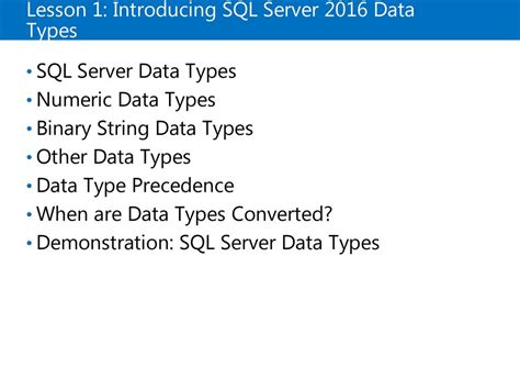 Working With Sql Server 2016 Data Types Ppt Download