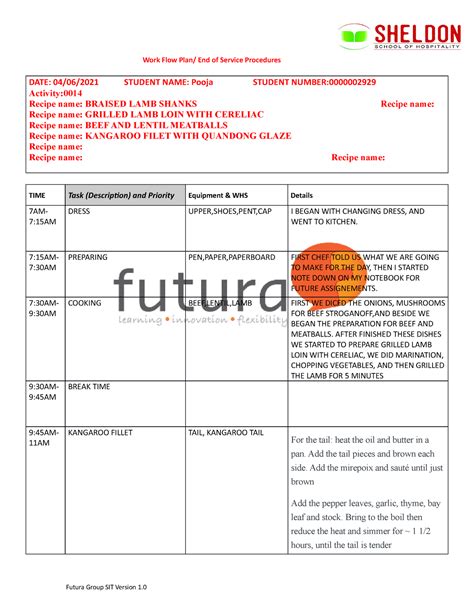 Workflow Plan Work Flow Plan End Of Service Procedures DATE Babe
