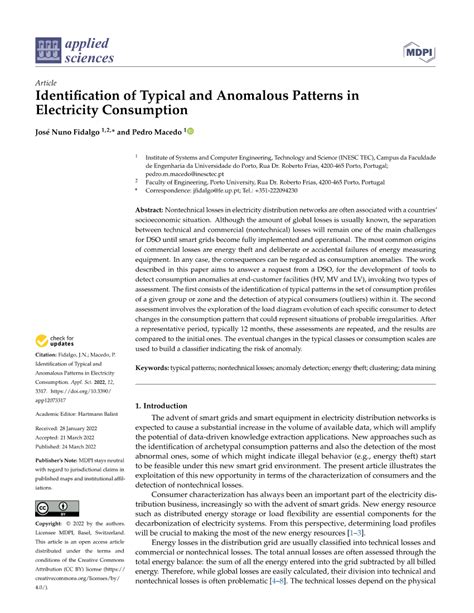 Pdf Identification Of Typical And Anomalous Patterns In Electricity Consumption