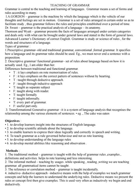 Grammar And Its Functions In Language And Education Teaching Of
