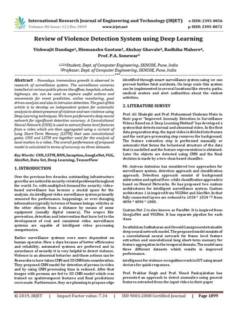 Review Of Violence Detection System Pdf Deep Learning Artificial Neural Network