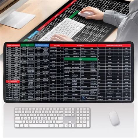 Super Large Anti Slip Keyboard Pad With Office Software Shortcuts Pattern Anti Slip Keyboard