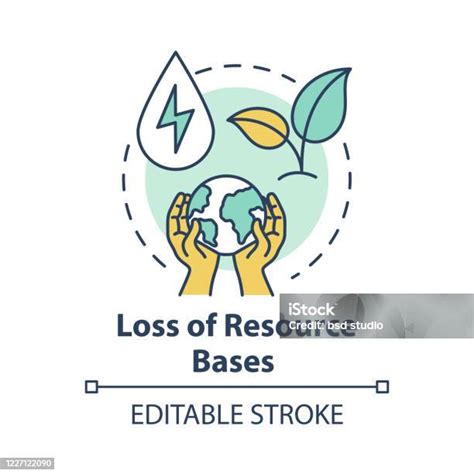 리소스 기본 개념 아이콘의 손실입니다 산업 생산의 자연 손상 생태계 과소비 아이디어 얇은 라인 그림 벡터 절연 윤곽선 Rgb