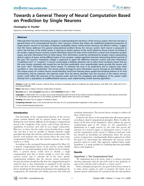Pdf Towards A General Theory Of Neural Computation Based On Prediction By Single Neurons