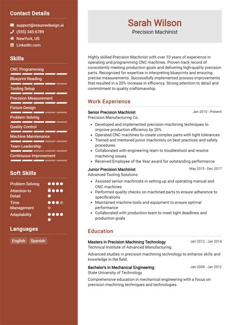 18 Cnc Machinist Resume Examples And Templates For 2024 Resumedesign Ai