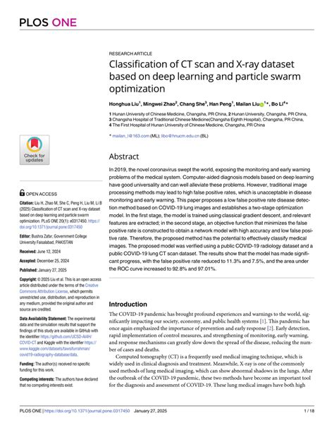 Pdf Classification Of Ct Scan And X Ray Dataset Based On Deep Learning And Particle Swarm