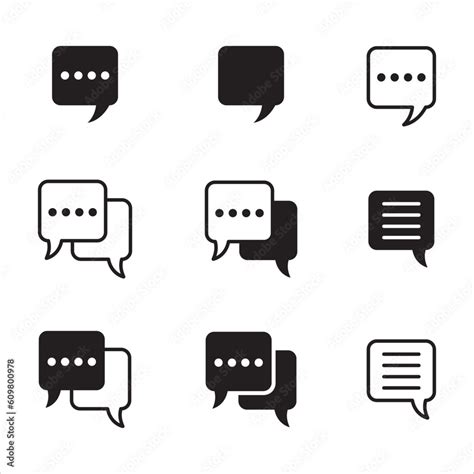Chat Message Vector Icon Set Chat Speech Bubble Sign Vector Stock Illustration In Outline And