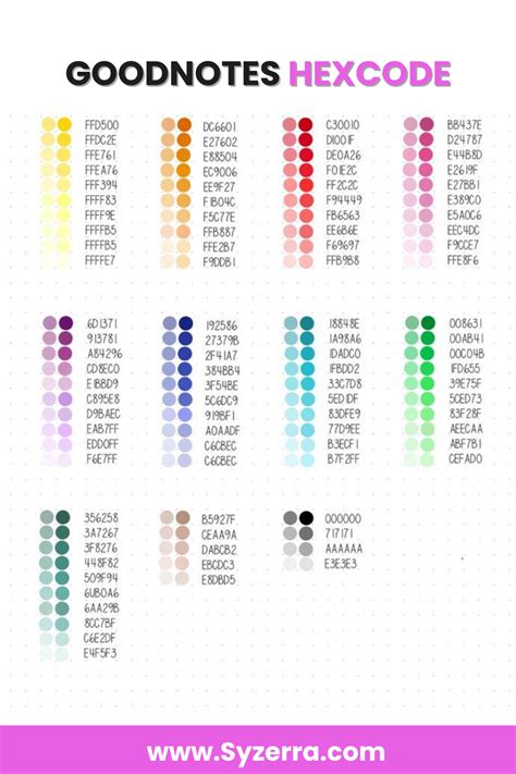 🎨 Goodnotes Hex Code Palette Aesthetic Color Inspiration In 2025 Color Coding Notes Hex