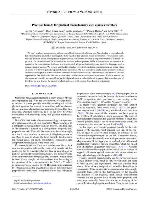 Pdf Precision Bounds For Gradient Magnetometry With Atomic Ensembles