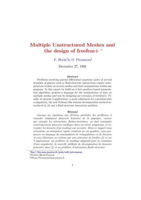 PDF Multiple Unstructured Meshes And The Design Of Freefem DOKUMEN TIPS