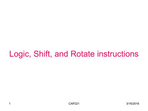 Logic Shift And Rotate Instructions In Assembly