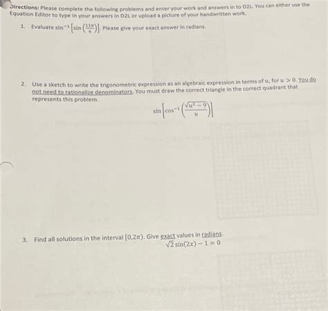 Solved Directions Please Complete The Following Problems Chegg
