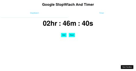 Google Timer Stopwatch Codesandbox