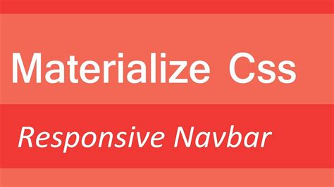 Materialize Css Responsive Navbar Youtube