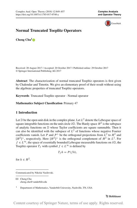 Normal Truncated Toeplitz Operators Request Pdf