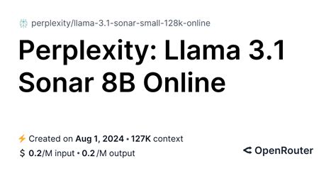 Llama 31 Sonar 8b Online Api Providers Stats Openrouter