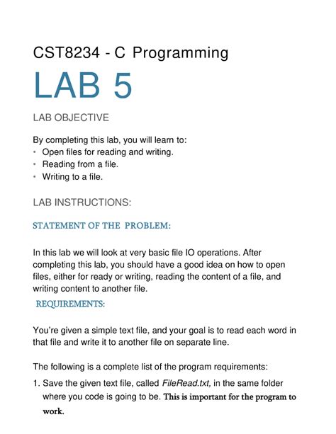 solved cst8234 programming lab 5 lab objective by