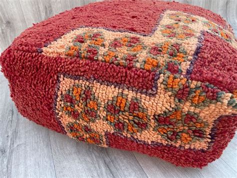 Moroccan Floor Cushion Home Decor Square Design Boujaad Footstool Pouf