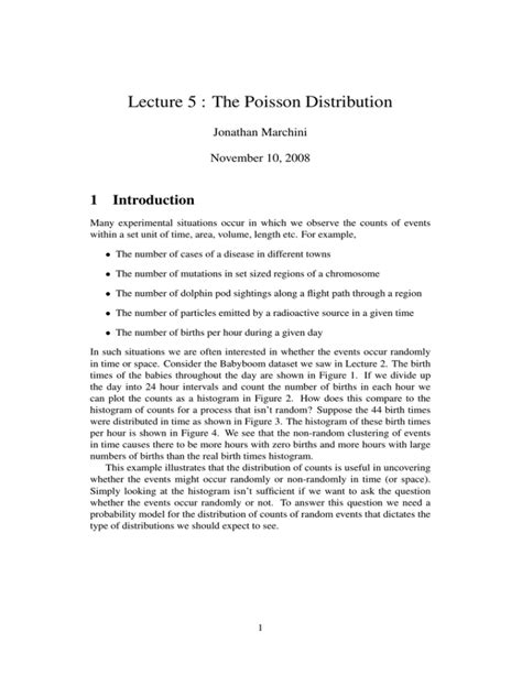 Poisson Distribution Lecture Notes Examples
