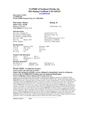 Fillable Online 2011 Rating Certificate 101243211 Fax Email Print PdfFiller