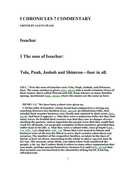 I Chronicles 7 Commentary Pdf