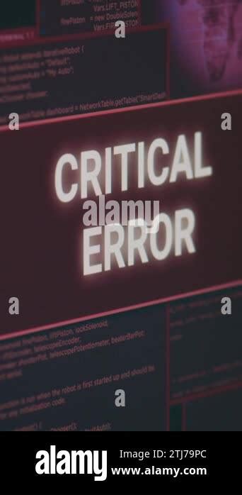 Vertical Video Computer Showing Hacking Alert And Critical Error