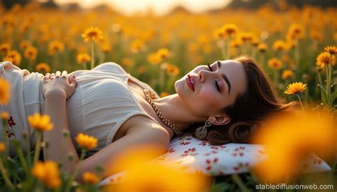 Model Woman In Field Stable Diffusion Online