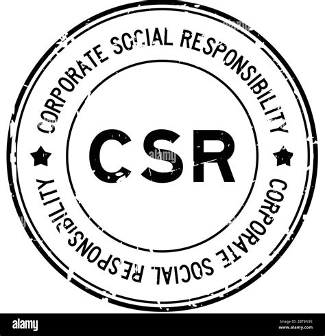 Grunge Black Csr Corporate Social Responsibility Word Round Rubber Seal