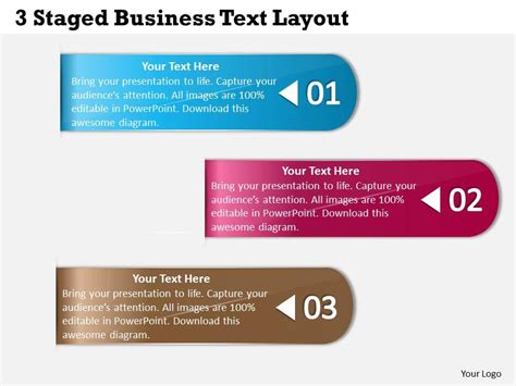0314 Business Ppt Diagram 3 Staged Business Text Layout Powerpoint