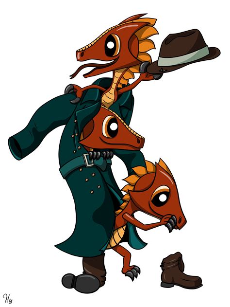 Three Kobolds In A Trench Coat By Hannahdrawsdigital On Deviantart