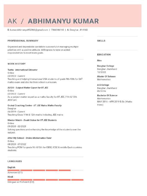 resume abhimanyu kumar pdf