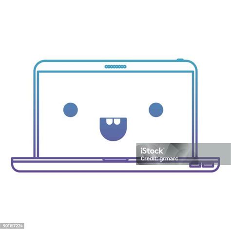 보라색 컬러 윤곽선 저하 파란색에서 귀여운 노트북 컴퓨터 개념에 대한 스톡 벡터 아트 및 기타 이미지 개념 고름 교육 Istock