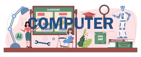 Computer Typographic Header It Education Student Write Software Stock